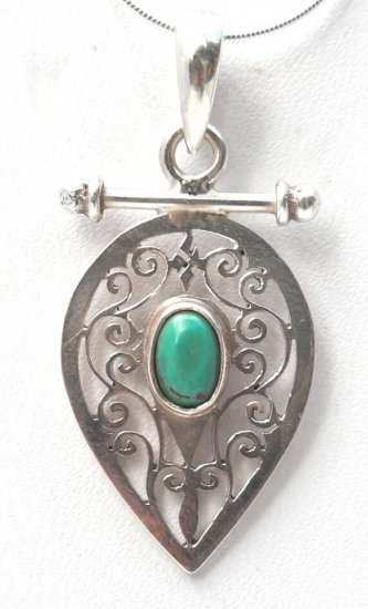 Sterling silver Jali pendent with Turquoise stone RPP2010T